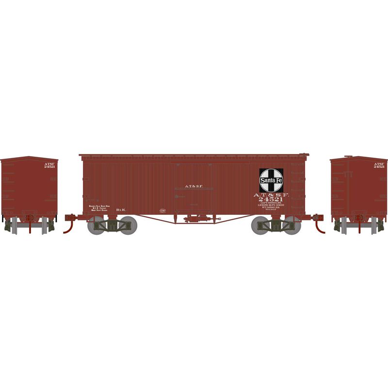 HO RND 36' Old Time Box Car, ATSF #24521 Model Train | Athearn | Athearn