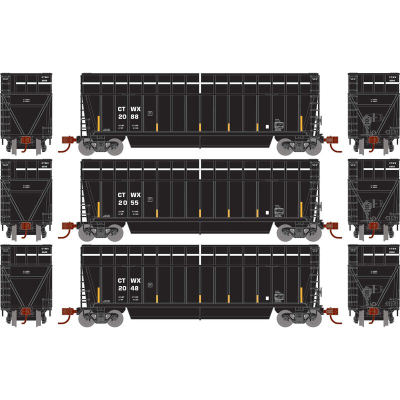 N ATH Berwick Bathtub Extended Side Gondola, CTWX #2048/2055/2088 (3) Model Train | Athearn