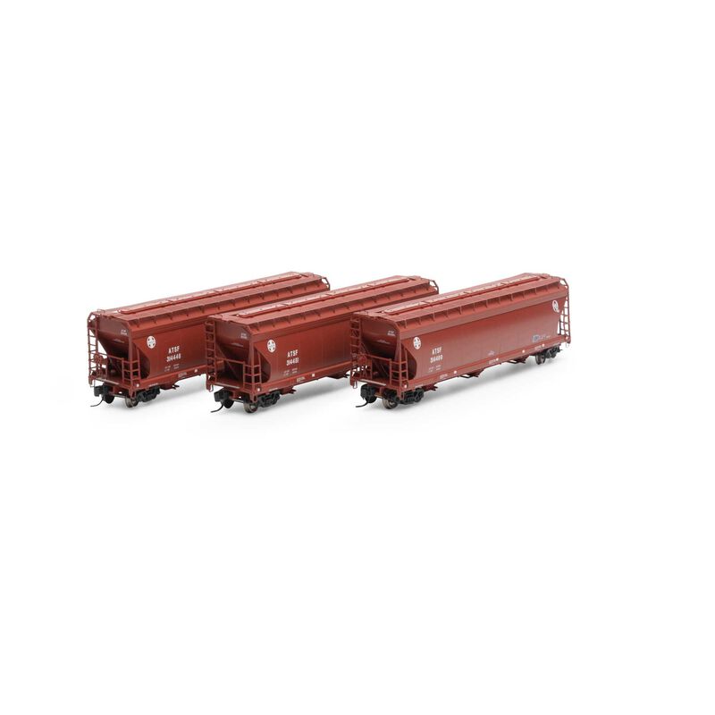 N ACF 4600 3-Bay Center Flow Hopper, ATSF (3) Model Train | Athearn