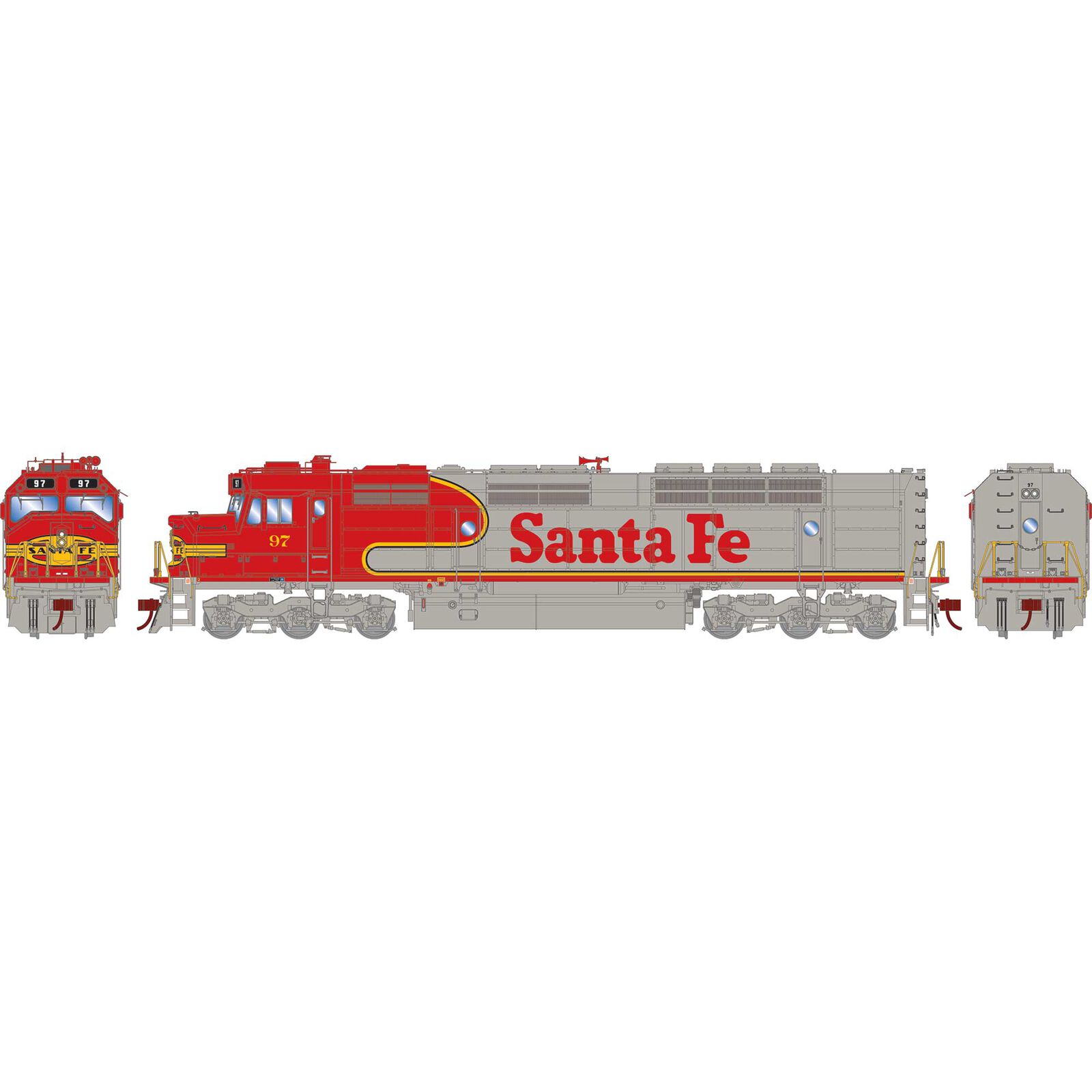 HO FP45 Locomotive with DCC & Sound, ATSF #97 Model Train | Athearn