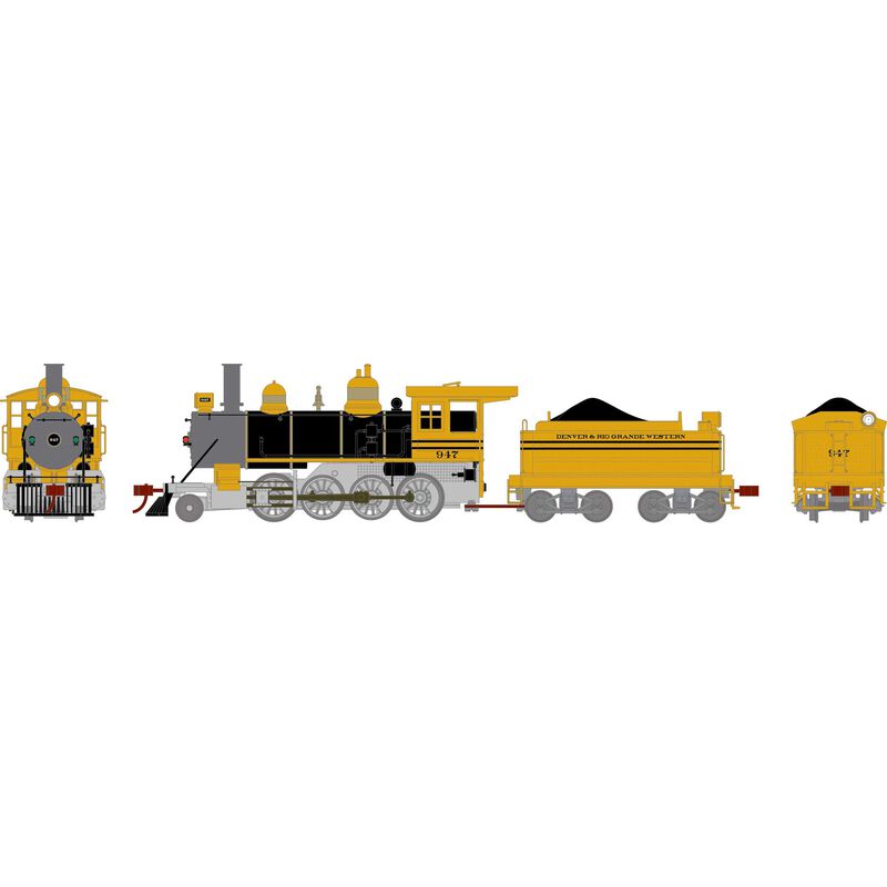 HO Old Time 2-8-0 Locomotive with DCC & Sound, D&RGW #947 Model Train ...