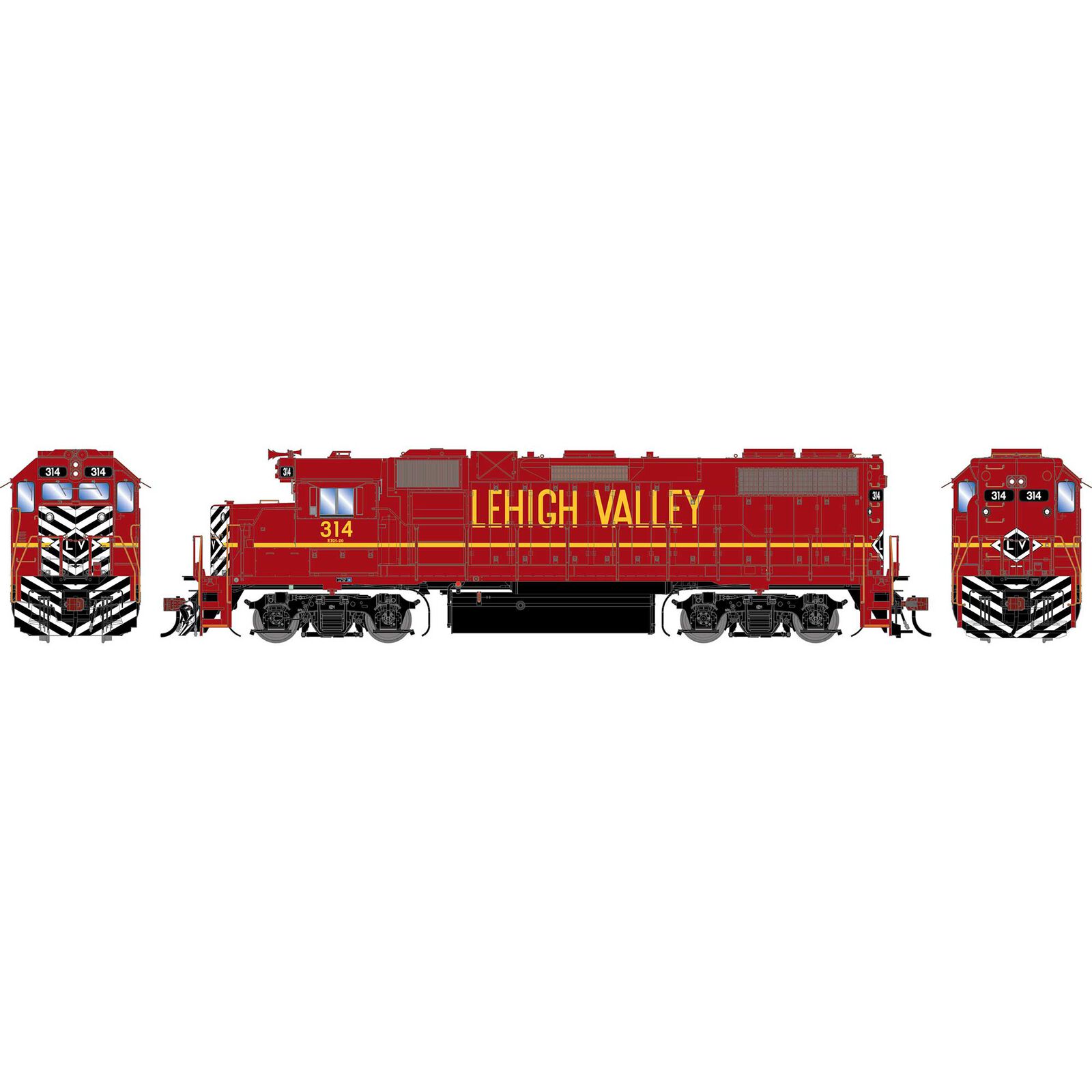 HO GEN GP38-2 Locomotive w/DCC & Sound, LV #314 Model Train | Athearn