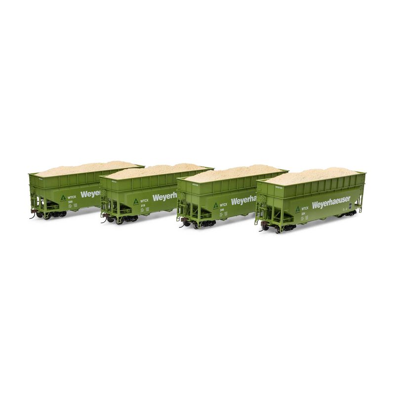HO 40' Wood Chip Hopper with Load, WTCX #319 / 324 / 335 / 346 (4 ...