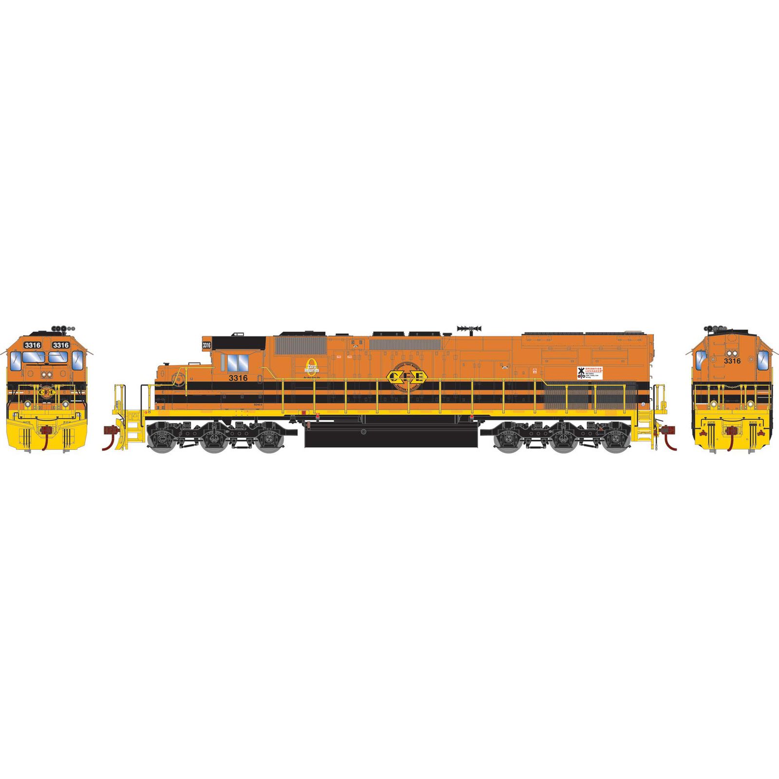 HO SD40T-2 Locomotive with DCC & Sound, CFE #3316 Model Train | Athearn | Athearn