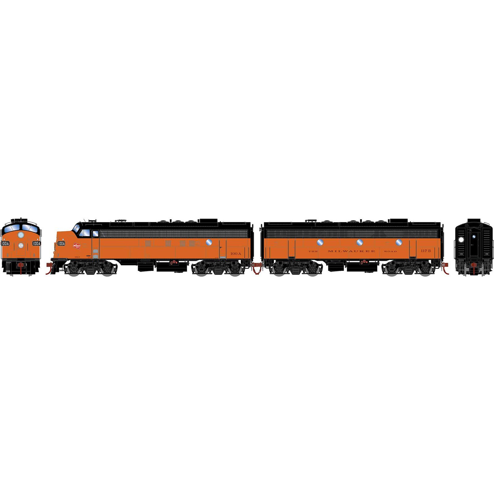 HO FP7A/F7B Locomotive with DCC & Sound, MILW #100A/117B Model Train ...