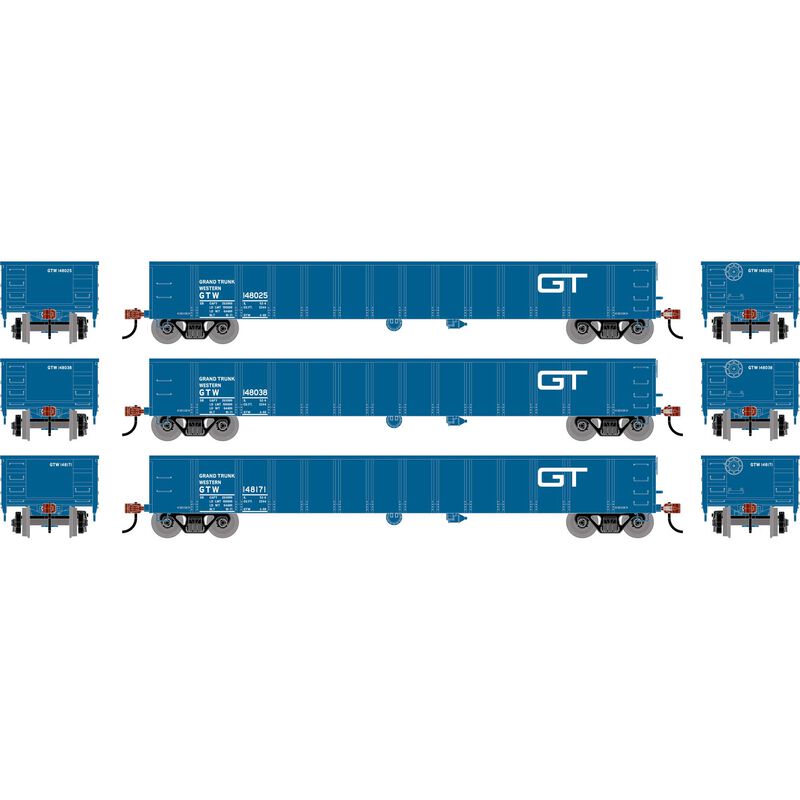 HO 52' Mill Gondola, GTW #148025/148038/148171 (3) Model Train | Athearn