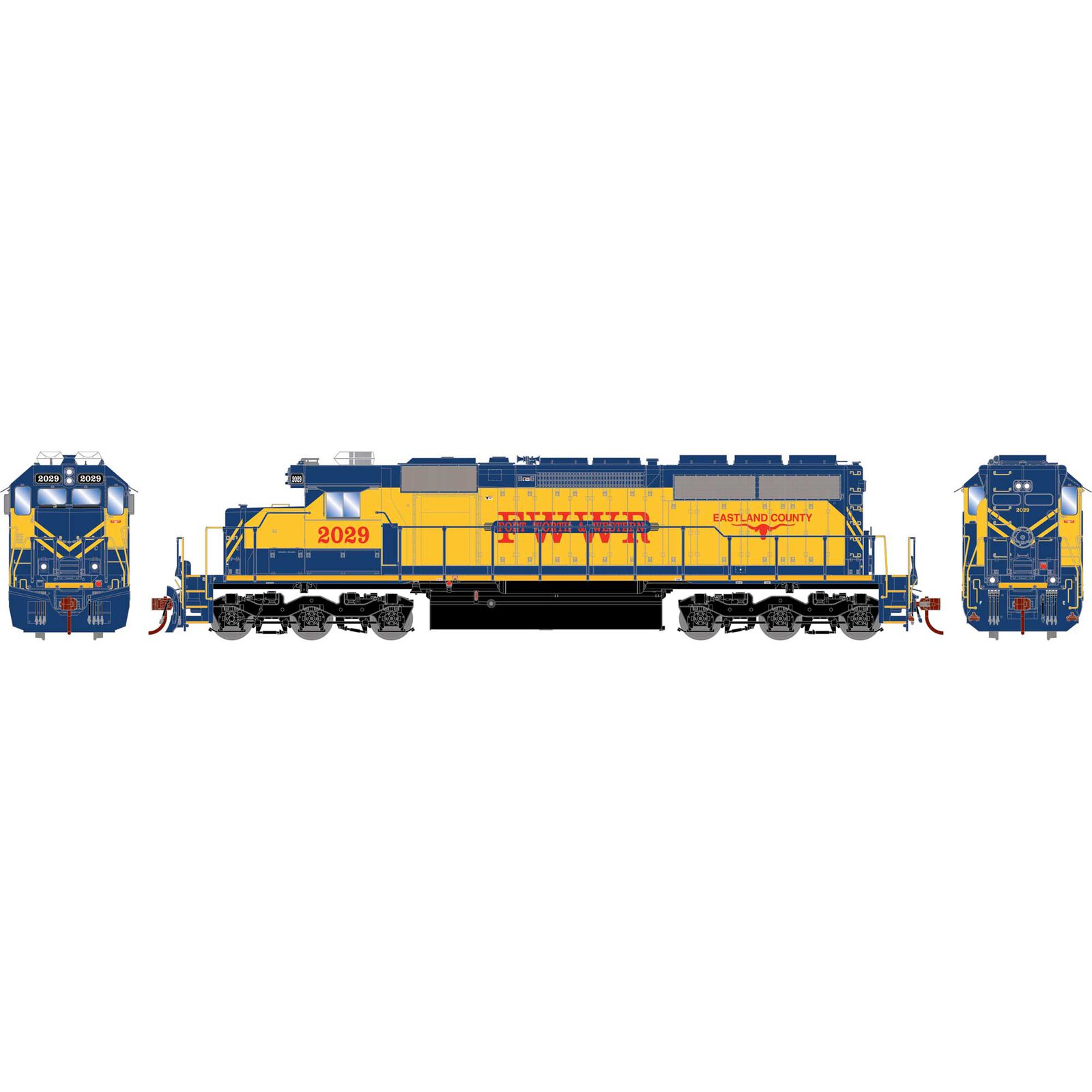 HO SD40 Locomotive with DCC & Sound, FWWR #2029 Model Train | Athearn
