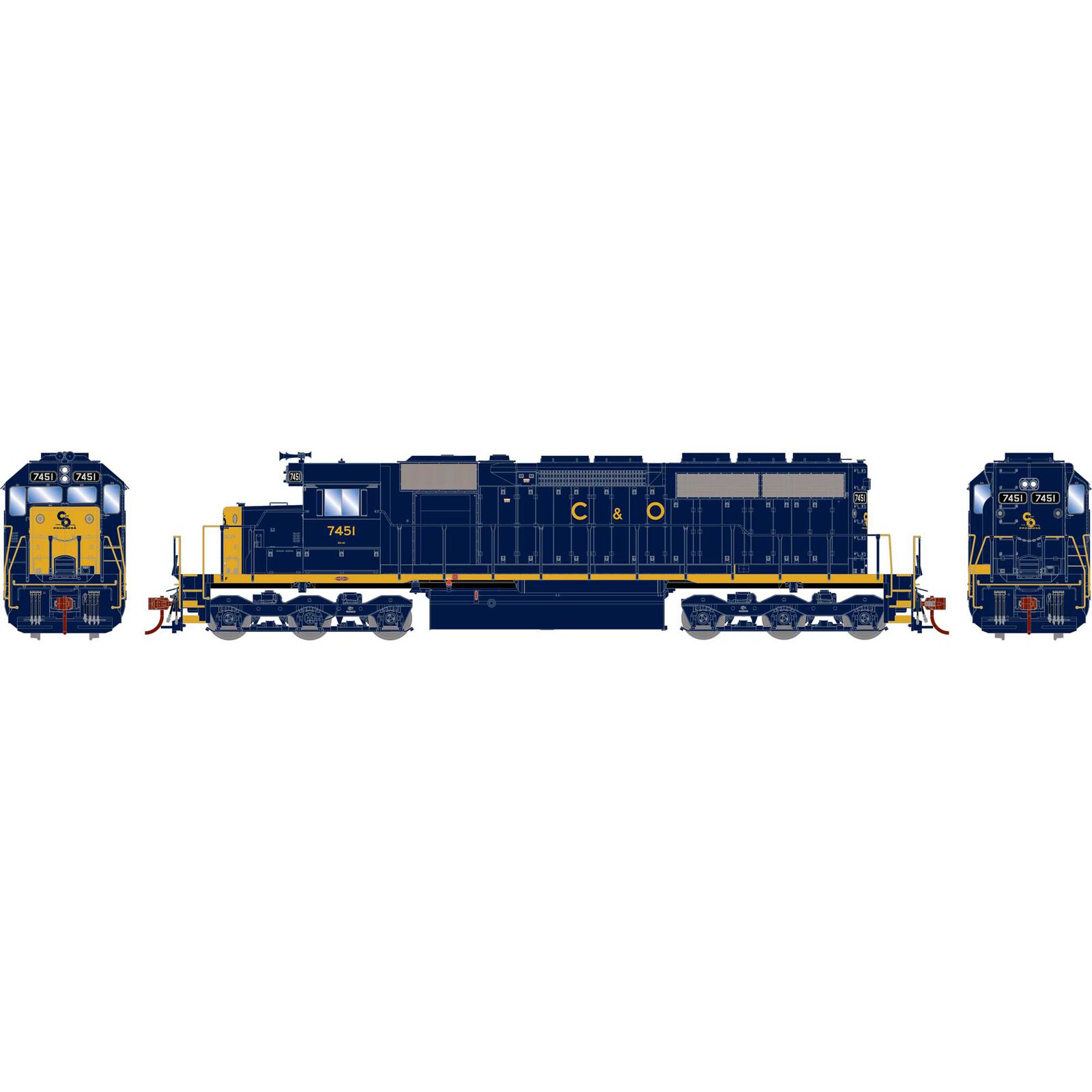 HO SD40 Locomotive with DCC & Sound, C&O #7451 Model Train | Athearn ...