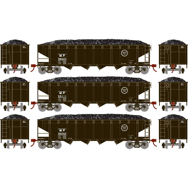 HO 40' 4-Bay Offset Hopper with Load, MP (3) Model Train | Athearn