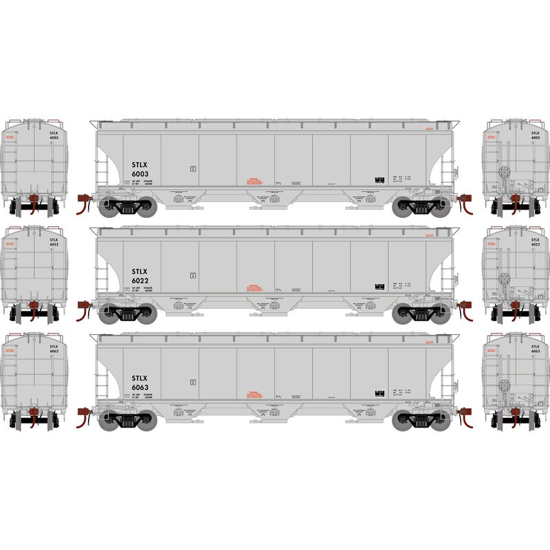 HO GEN Trinity 5161 Covered Hopper, STLX #6003/6022/6063 (3) Model Train | Athearn