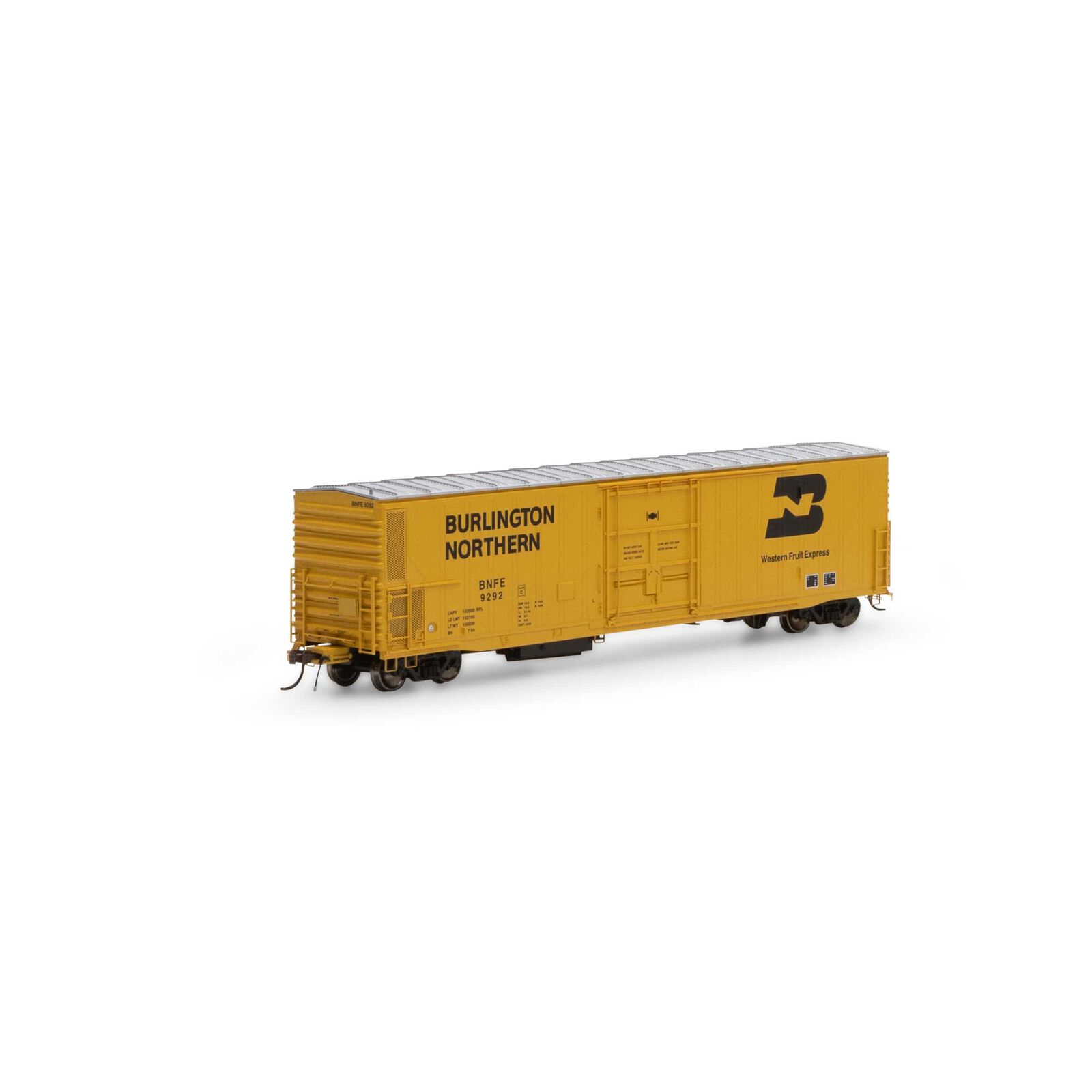 HO 57' Mechanical Reefer with Sound, BNFE/Yellow #9292 Model Train ...